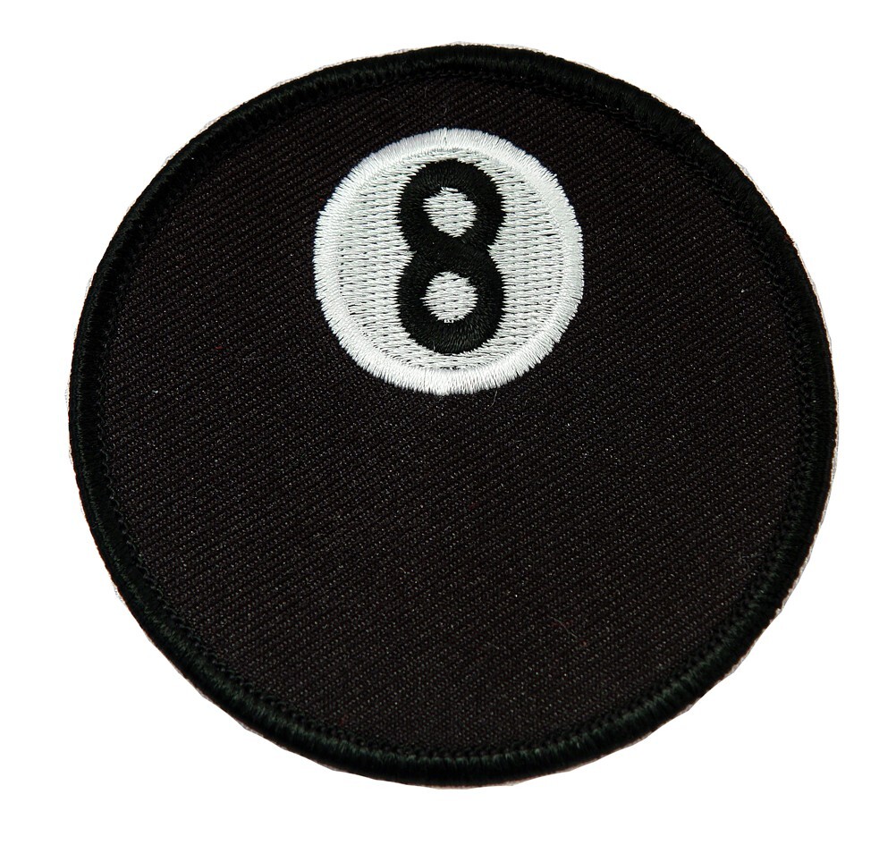 8-BALL PATCH embroidered iron-on POOL HALL BILLIARDS EIGHT MORALE BIKER ...