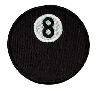 8-BALL PATCH embroidered iron-on POOL HALL BILLIARDS EIGHT MORALE BIKER ...