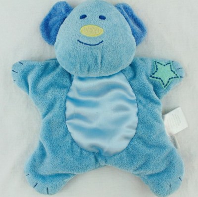 BRIGHT FUTURE Blue Puppy Dog Rattle Plush Lovey Satin Tummy Green Star ...