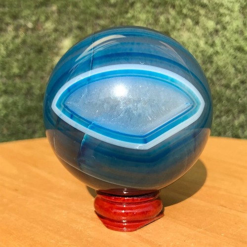 270G Rare Blue Agate Geode Quartz Ball Crystal Sphere Mineral Specimen ...
