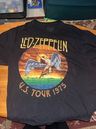 Led Zeppelin T Shirt Adult 2XL Black US Tour 1975 Rock N Roll Concert ...