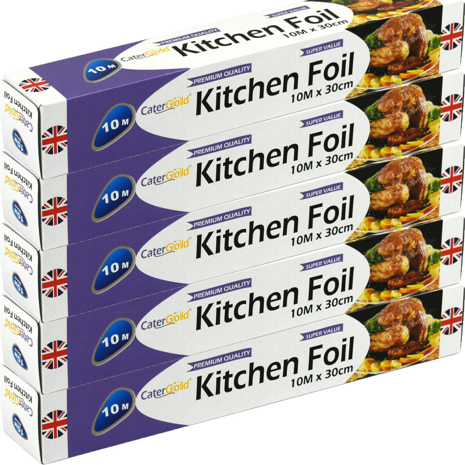 5 X Catering Kitchen Aluminium Foil 10M x 30 cm Wrapping Baking Tin ...