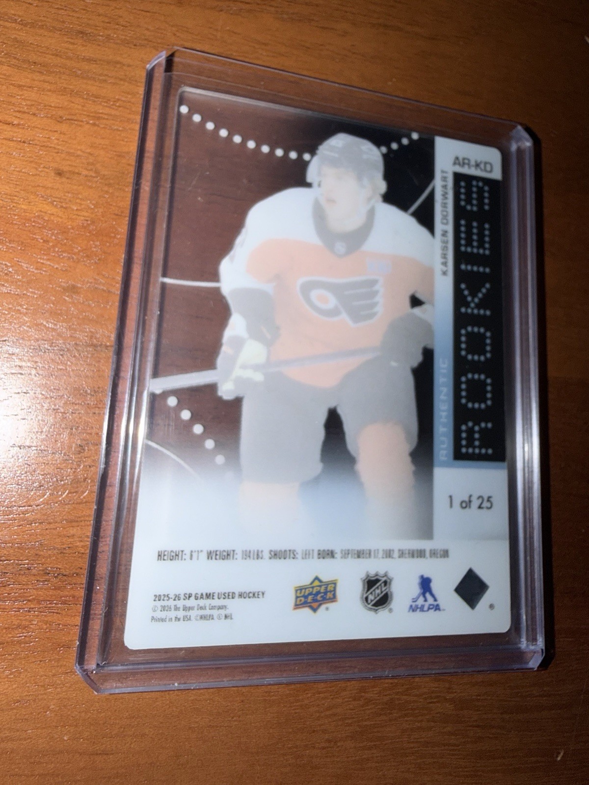2025-26 SP Game Used - Karsen Dorwart - CLEAR Authentic Rookies /25 | eBay