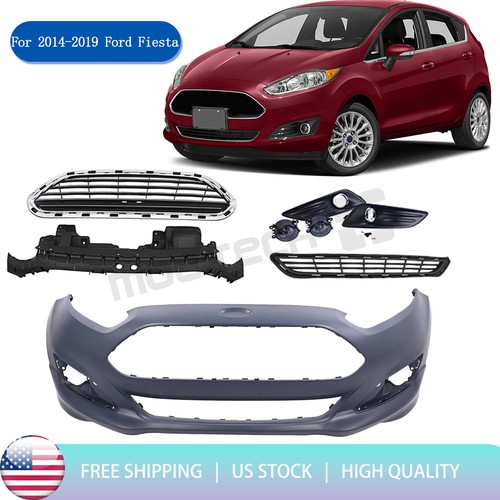 Front Bumper+Upper & Lower Grill+Fog Lights & Covers For Ford Fiesta ...