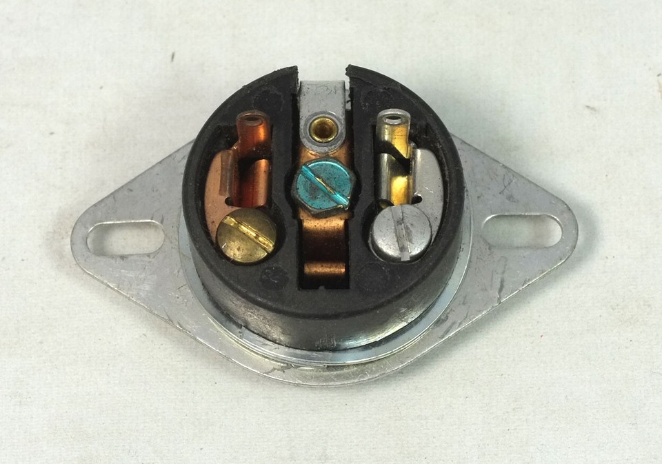 1 NOS Vintage Amphenol Female AC Grounded Power Chassis Panel Outlet ...