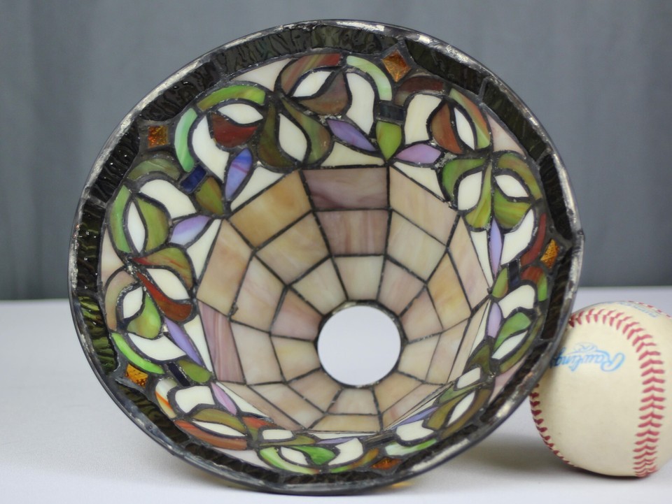 Turtleback jeweled stained glass lamp light shade, Tiffany style 8.5 ...