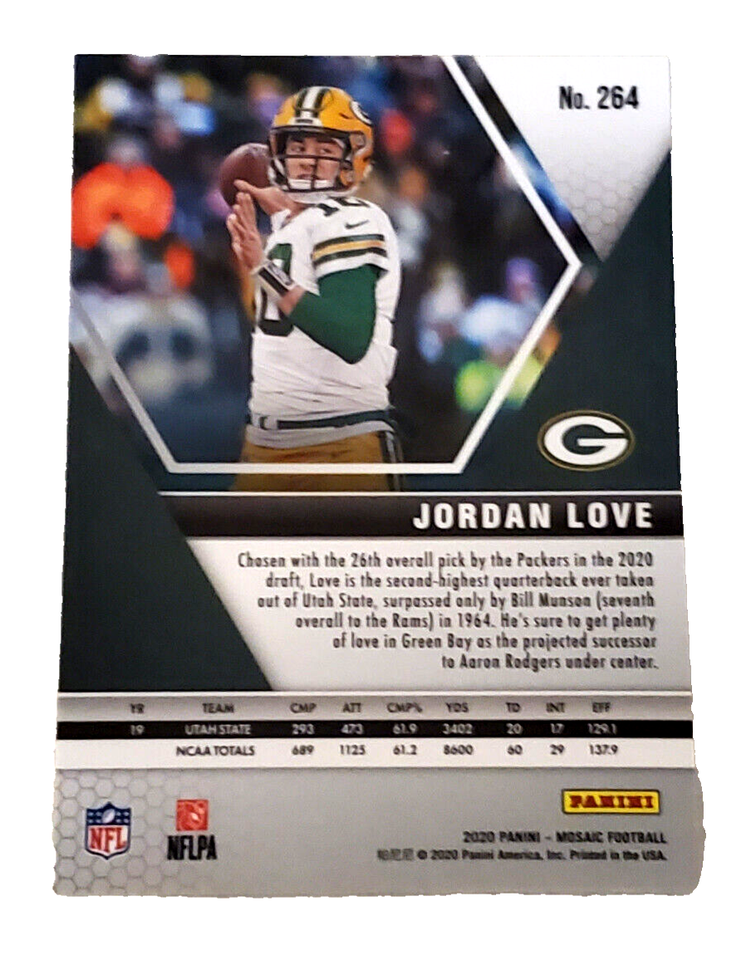 JORDAN LOVE 2020 PANINI MOSAIC NFL DEBUT #264 RC GREEN BAY PACKERS | eBay