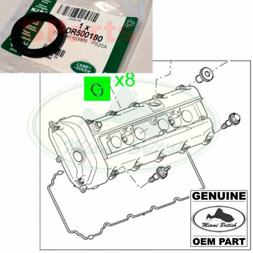 LAND ROVER SPARK PLUG TUBE SEAL x8 RANGE LR3 RR SPORT V8 LDR500180 OEM ...