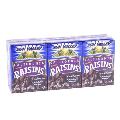 Sun Valley California Seedless Raisins 6 Pack 1.33 Oz Snack-Size Box ...