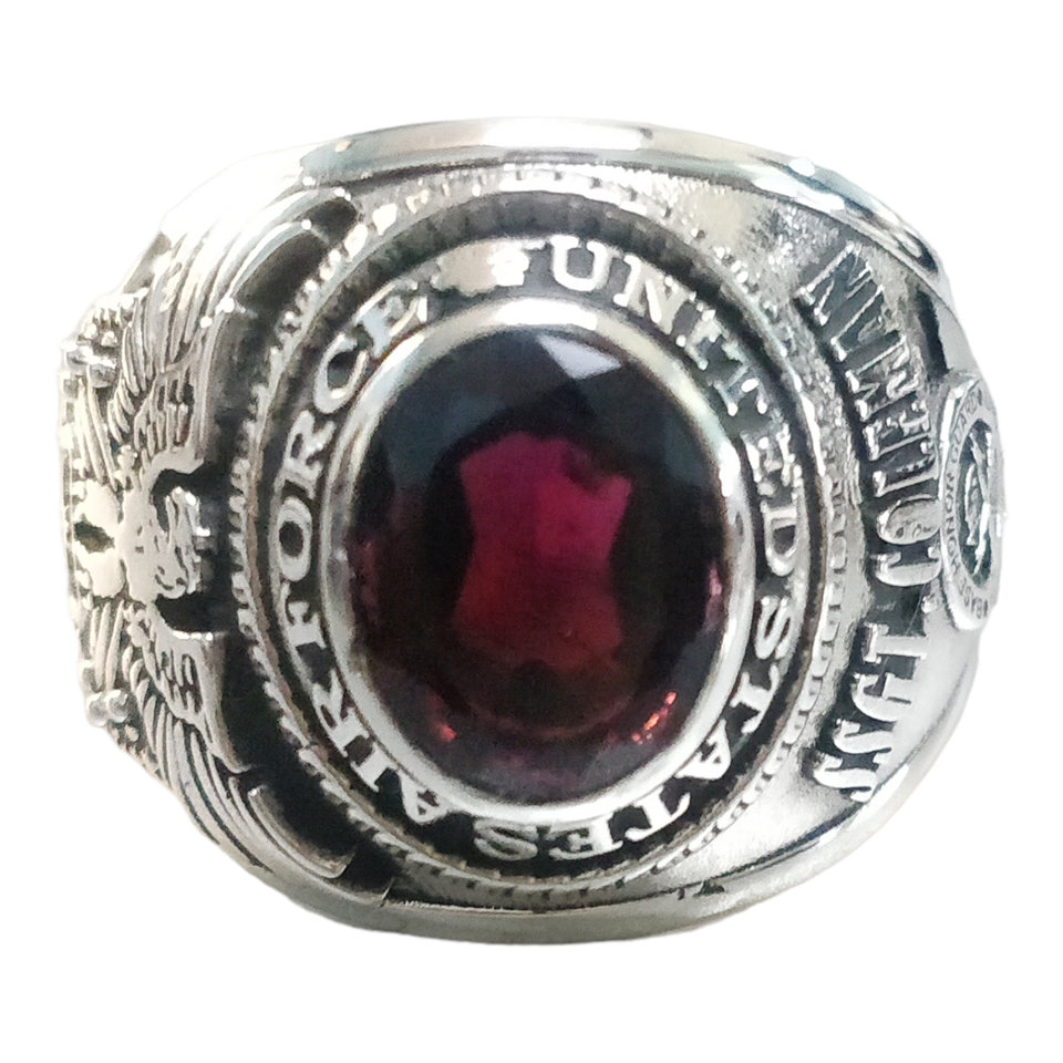 Genuine Garnet Ring - US Air Force Ring - USAF Ring - 925 Sterling ...