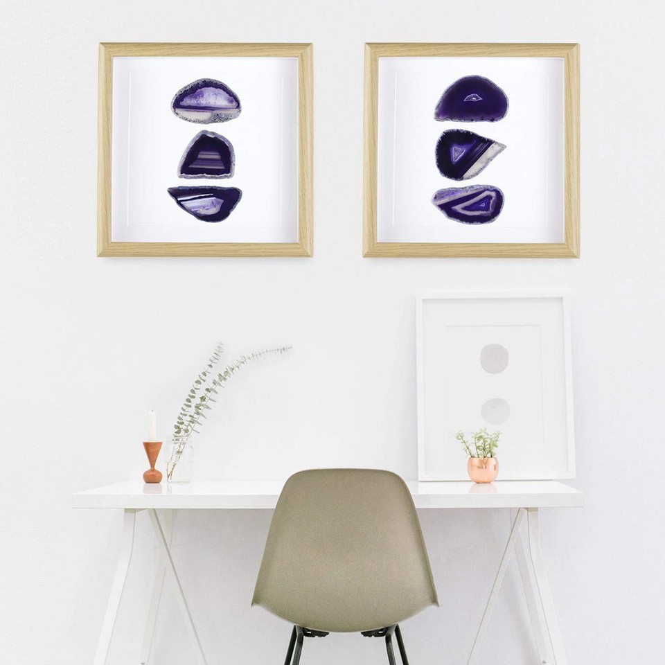 Framed Agate Slices Wall Art, Geode Slice Stone Picture Frame for ...