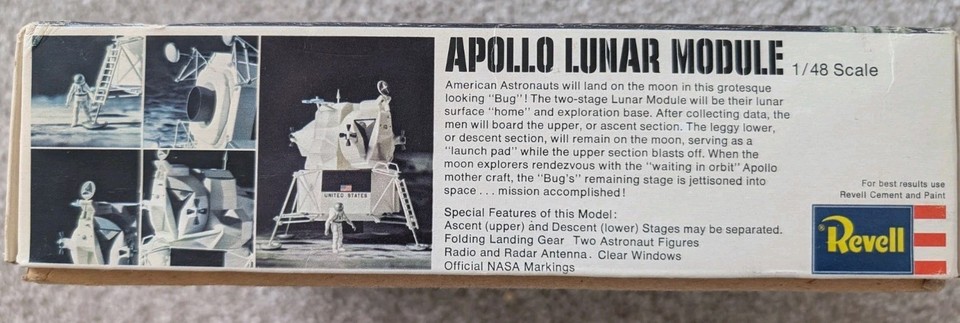 1968 /1969 Revell Apollo Lunar Module model kit H-1842:150 1:48 Rare ...