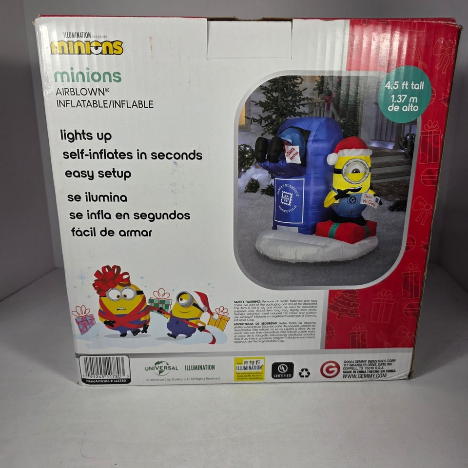53" Airblown Minion Stuart Mailing Letters to Santa Inflatable ...