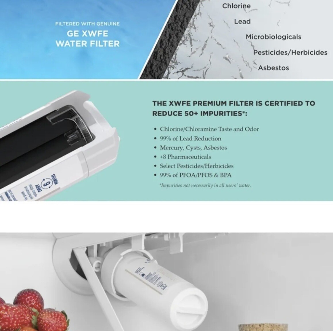 Genuine GE XWFE Refrigerator Replacement Water Filter Without Chip ...