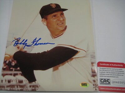 BASEBALL GREAT BOBBY THOMSON SIGNED AUTOGRAPHED PHOTO WITH CAS COA FREE ...