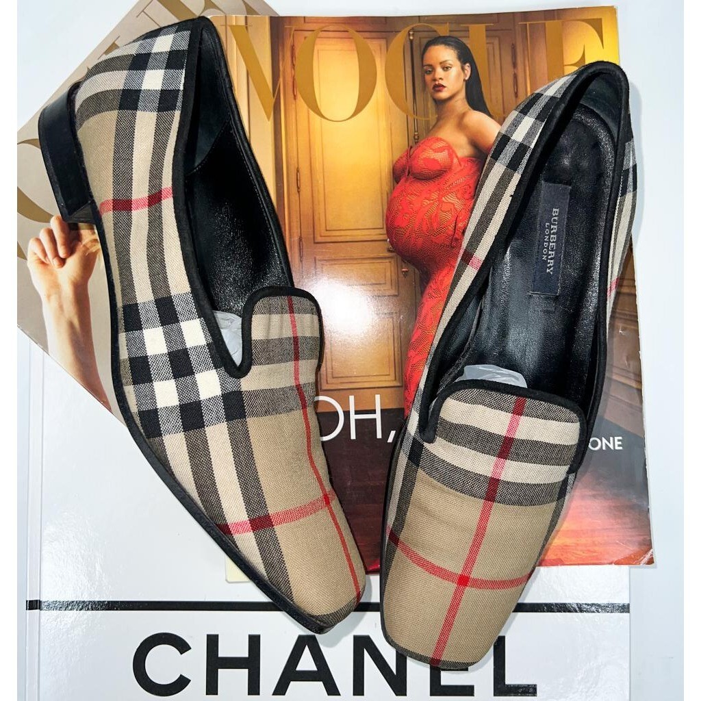 Authentic BURBERRY Nova Check Pattern Square-Toe Loaf… - Gem