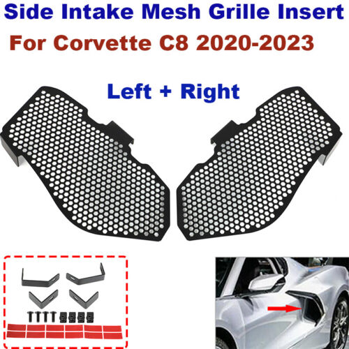 Left + Right Side Intake Mesh Grille Insert Aluminum For Corvette C8 ...