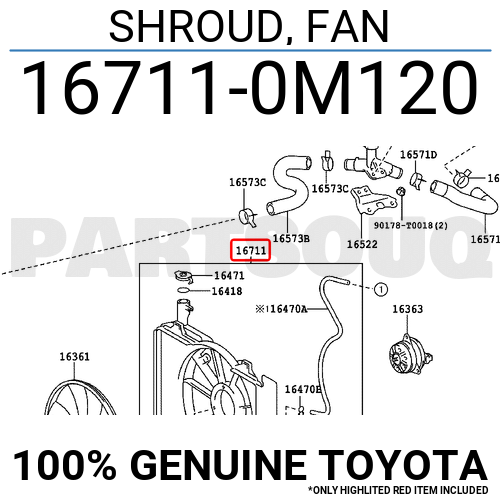 167110M120 Genuine Toyota SHROUD, FAN 16711-0M120 | eBay