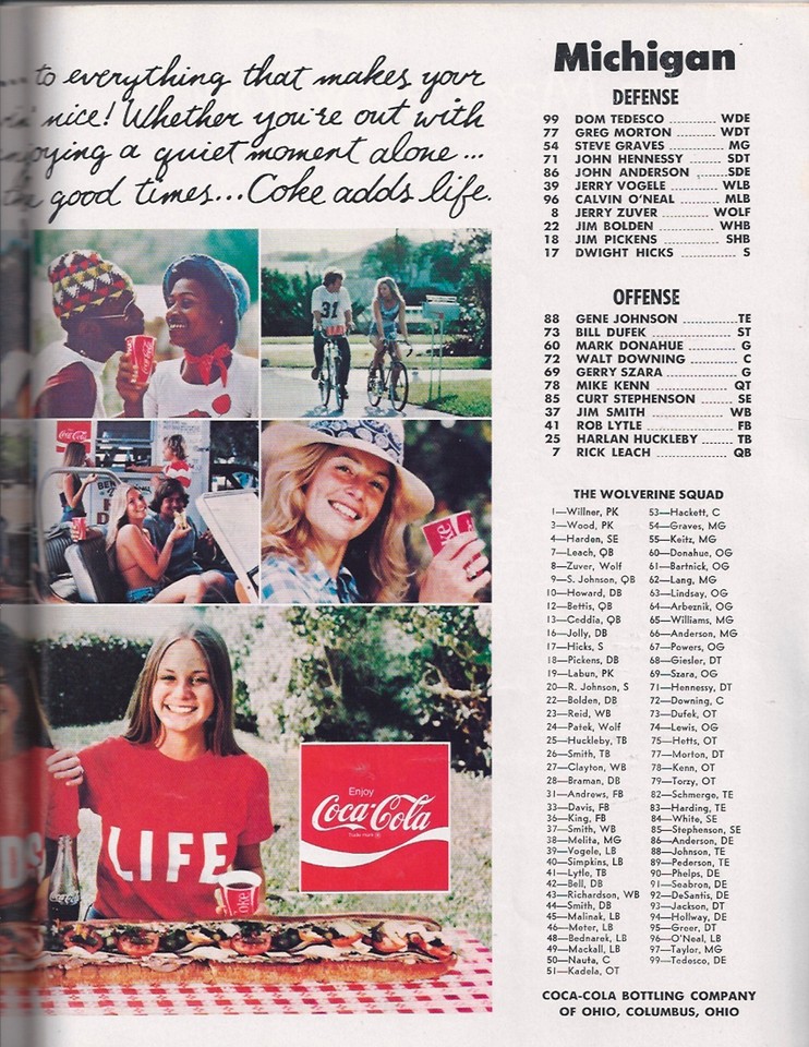 1976 Ohio State vs Michigan football program Woody Hayes on the cover ...