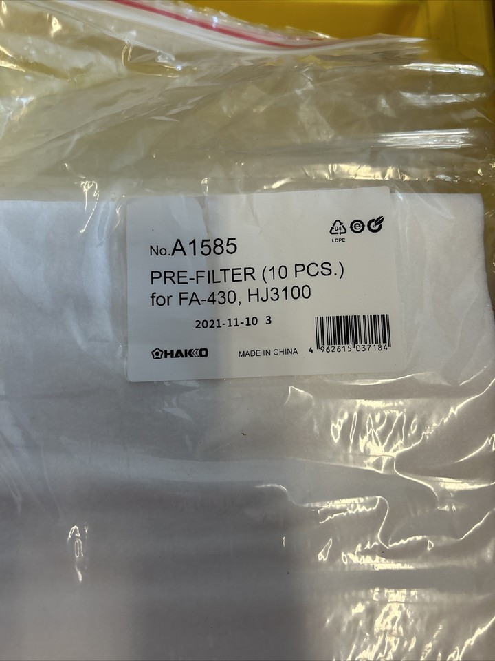 HAKKO A1585 Fume Extractor Pre-Filter,PK10 For FA-430 HJ3100 641328061740 | eBay