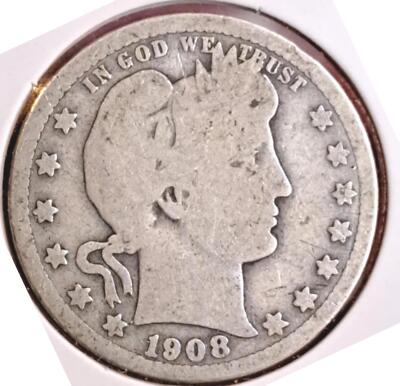 1908-O Barber Quarter – 90% Silver New Orleans Mint – Key Date FREE ...