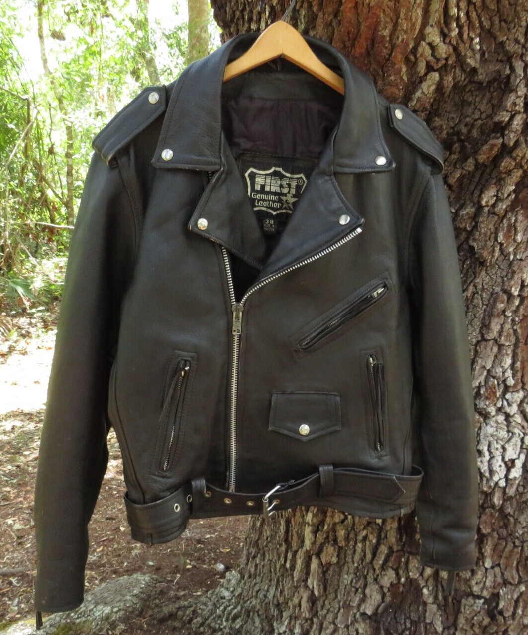 First Leather Jacket Lined Vented Mens Motorcycle Bik… - Gem