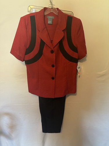 Koret Pants Jacket Suit Womens Size 14 rust/black 2 Piece s/s pantsuit ...