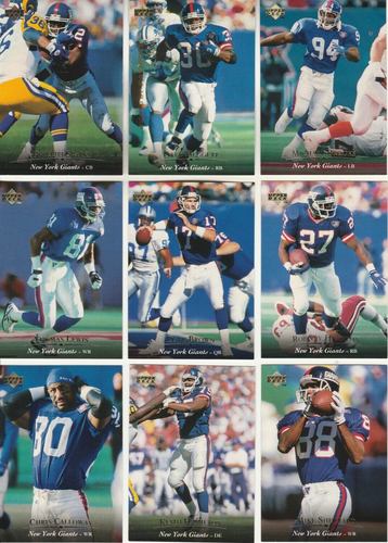 (10) 1995 Upper Deck New York Giants (10 Card Complete Team Set) See ...