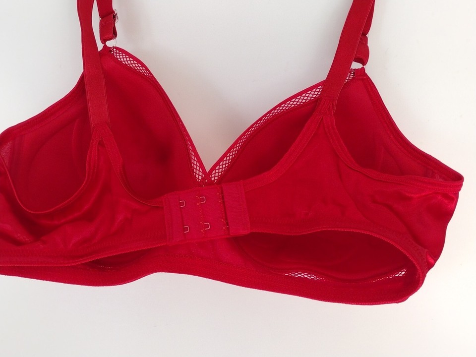 VINTAGE PLAYTEX 36C DP SCARLETT RED CROSS YOUR HEART WIRELESS EMBOSSED ...