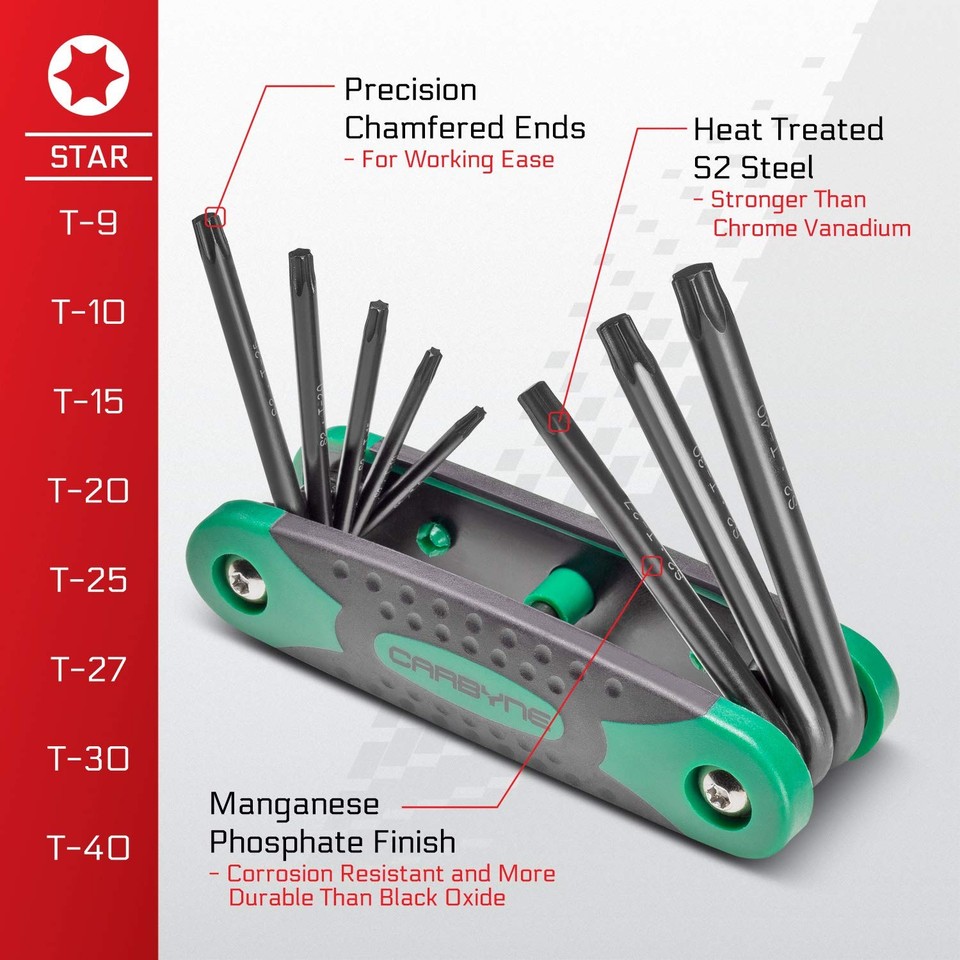 25-Piece Folding Hex (Allen) Key & Star (Torx) Wrench Set – Inch ...