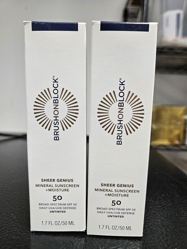 Qty 2 Brush On Block Sheer Genius Mineral Sunscreen Universal Tint SPF ...