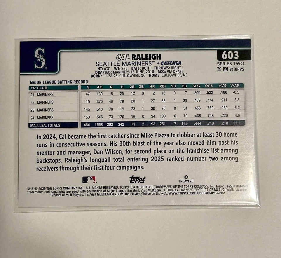 2025 Topps Series 2 #603 Cal Raleigh Topps Logo Foil | eBay