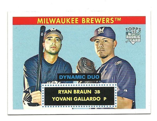 Ryan Braun Yovani Gallardo Rookie Rc 2007 Topps '52 Brewers SP Short ...