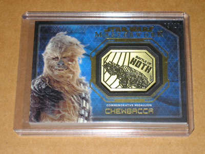 ☀ 2016 STAR WARS MASTERWORK CHEWBACCA GOLD MEDALLION /10 RELIC MOVIE ...