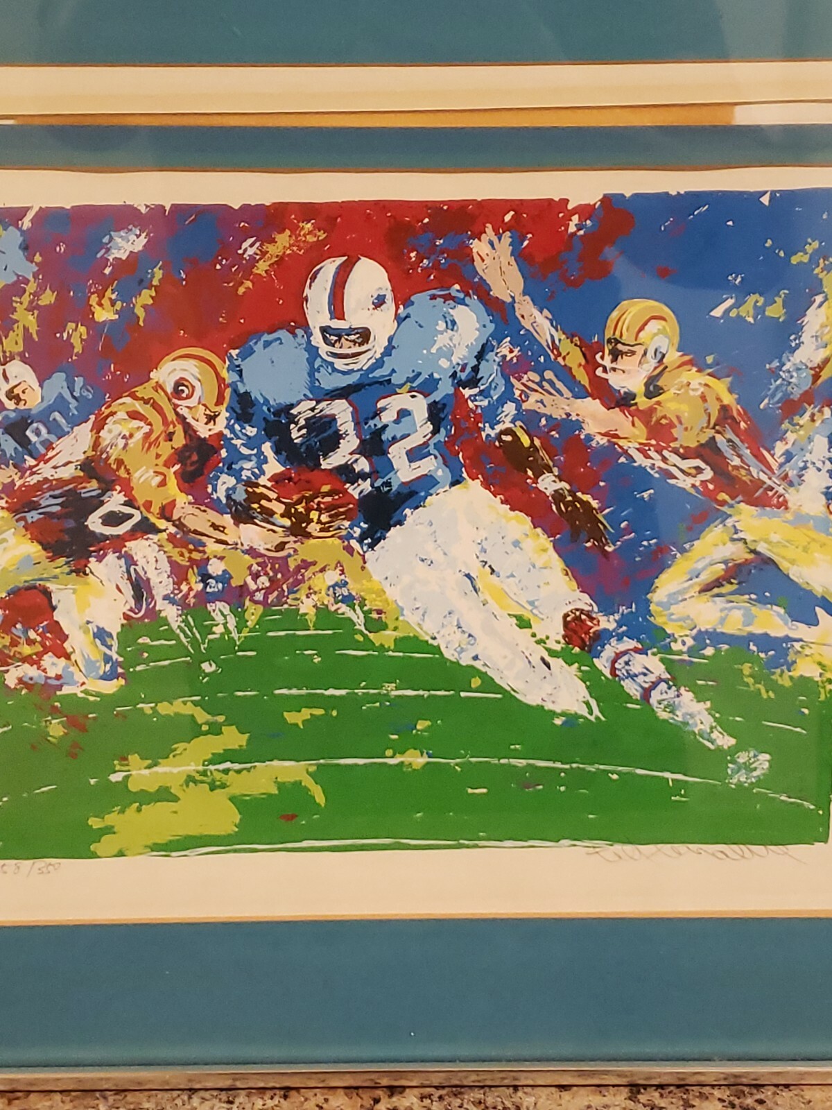 1977 Serigraph Ted Tanabe Coming Through O.J. Simpson Buffalo Bills w ...