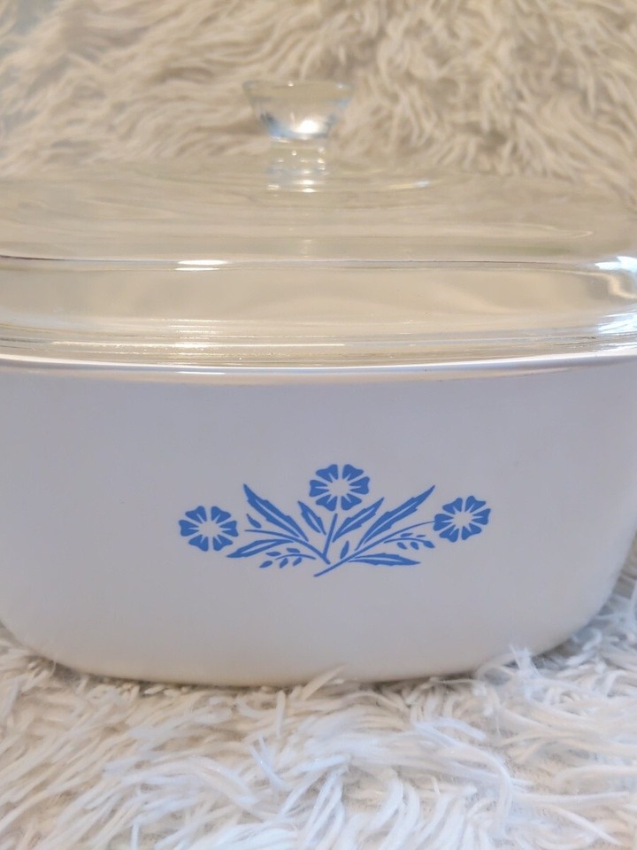 8 Pc Lot Vintage Corning Ware Blue Cornflower Set w/Pyrex & Glass Lids ...