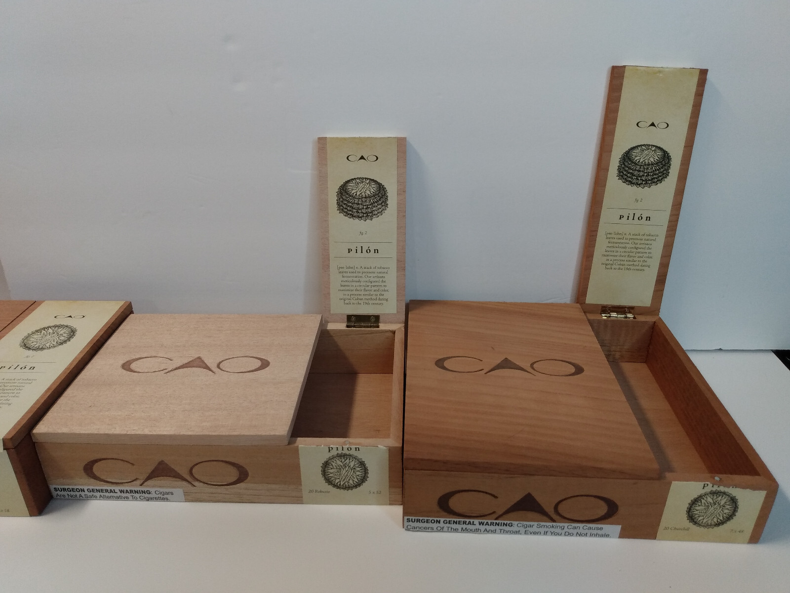 CAO PILON Wood Cigar Boxes Empty Unique Split Lids Mixed Lot of 15 ...