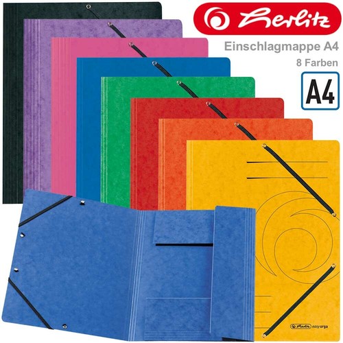 Herlitz Einschlagmappe mit Gummis DIN A4 Karton Eckspanner ...
