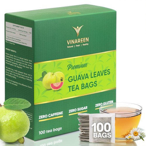 VINAREEN Guava Leaf Tea - 100 Premium Tea Bags - 100% Dried Guava ...