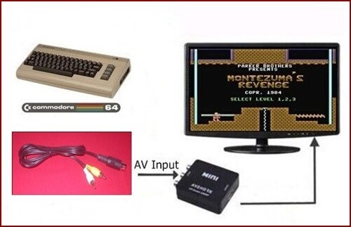 6Ft AV Cable & HDTV TV Converter Adapter for Commodore 64 C64 & 128 ...
