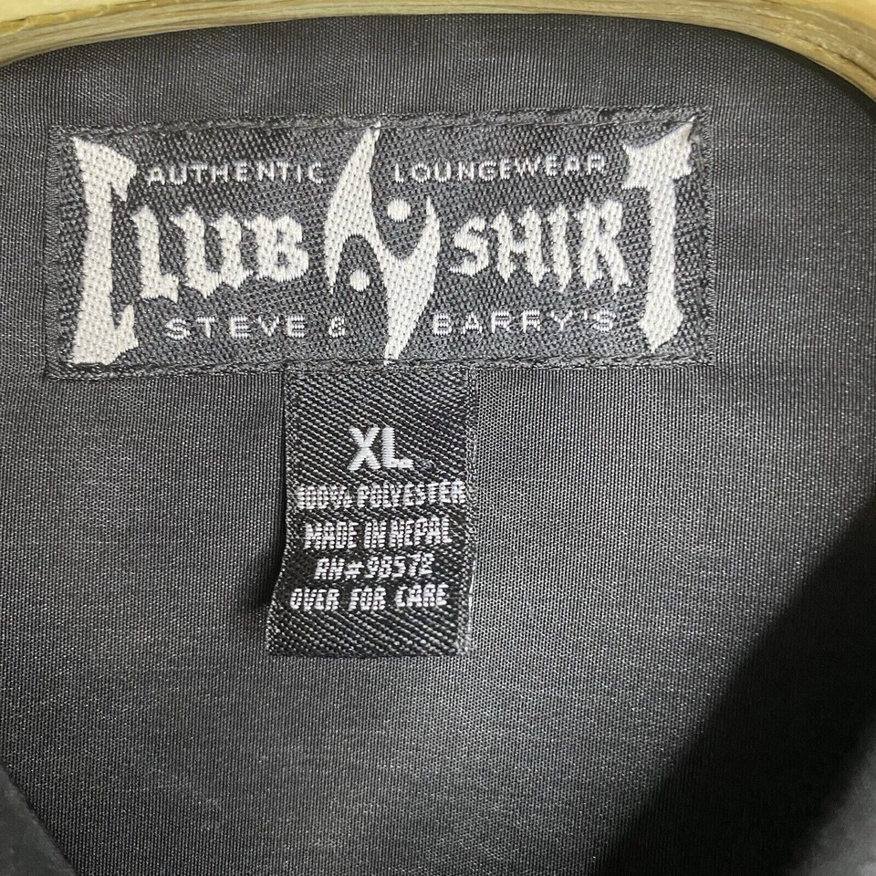 Steve & Barry's Club Shirt Mens Short Sleeve Button Up XL Black Iron ...