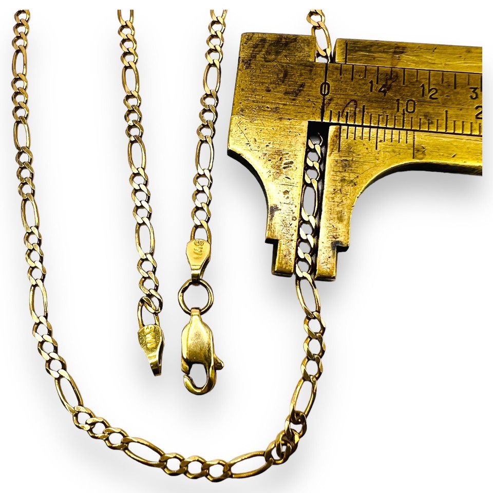 2mm Figaro Link Solid 14k Yellow Gold Chain Necklace 4.98 Grams 21" | eBay