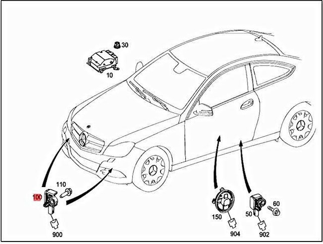 Mercedes-Benz W205 RHD 2016 Front Crash Impact Sensor OEM 2229051400 ...