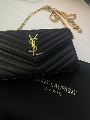 YSL Yves Saint Laurent Cassandre Crossbody Wallet on Chain Bag Black ...