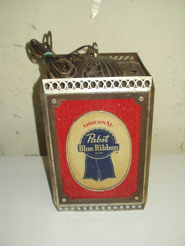 1960s Pabst Blue Ribbon Beer Rotating Hanging 4 Sided Light Motion Sign ...