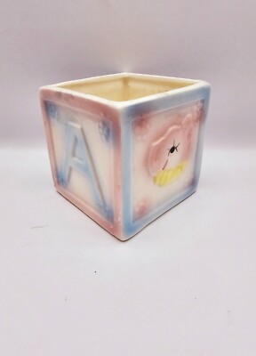 Vintage Baby Block Planter Elephants - Blue & Pink! Baby Shower Gender ...