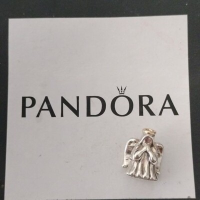 Pandora Retired Sterling Silver Divine Angel Charm 14K Gold Halo ...