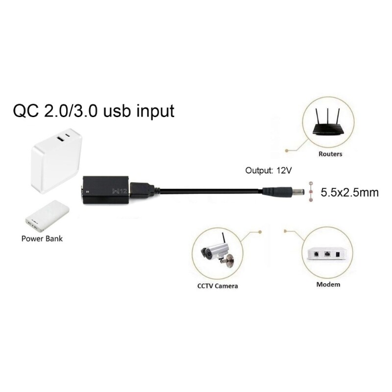 Decoy Power Cord USB-A PD12V 9V to DC5.5x2.5mm Power Cable for Router ...
