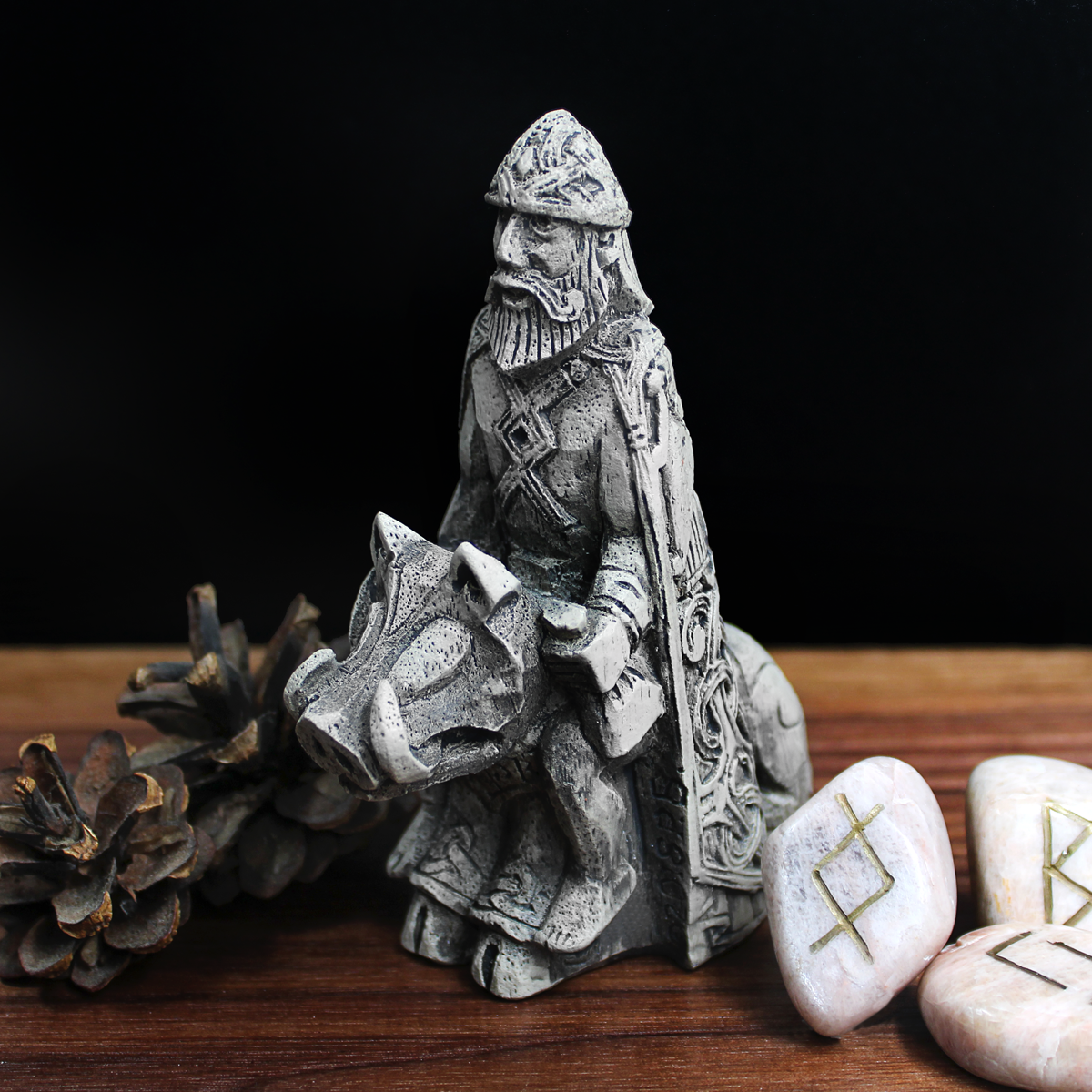 Freyr Statue - Norse God Figurine Stone Finish - Viking Home Altar ...