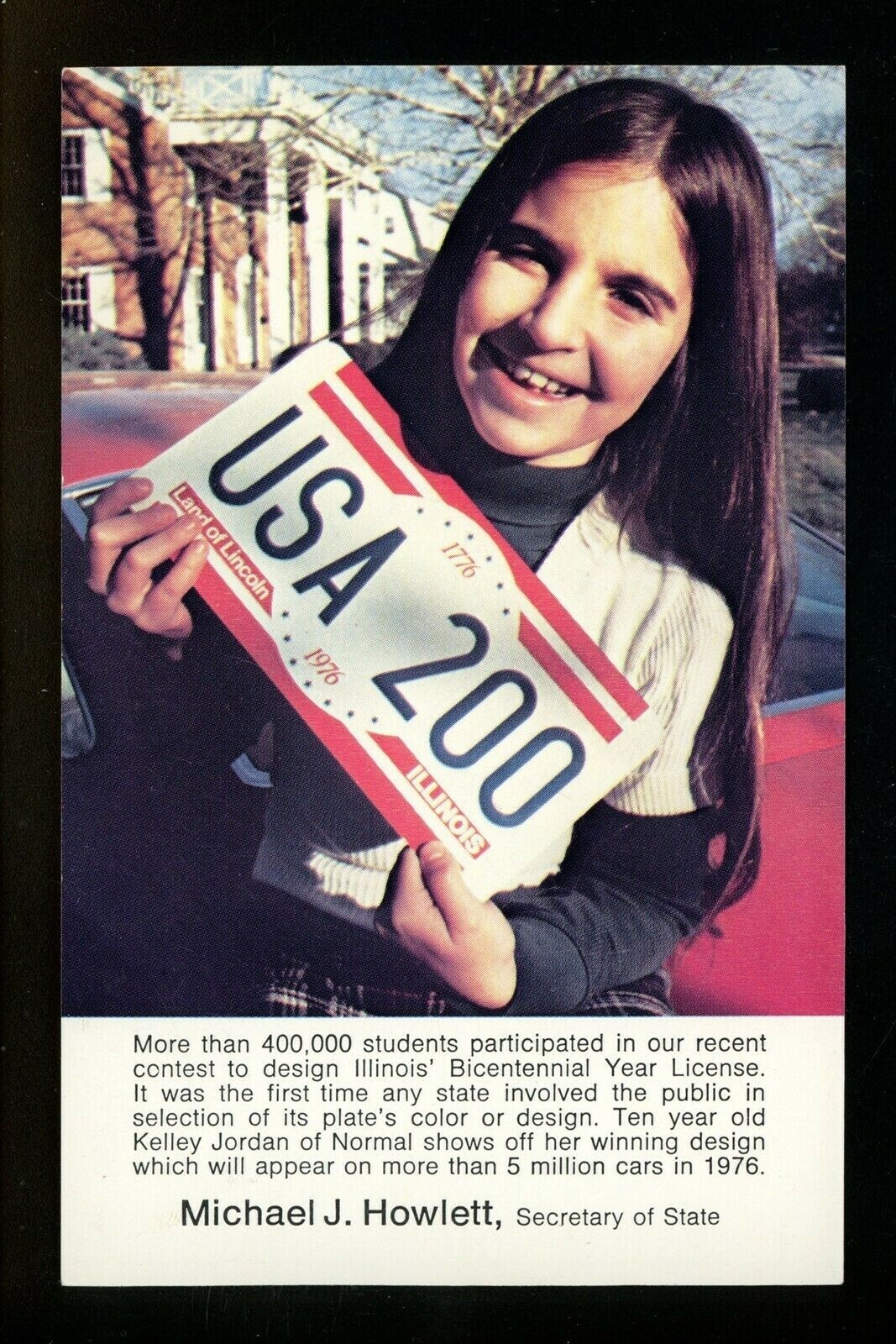 Bicentennial chrome postcard Patriotic 1976 Michael Howlett Secretary ...